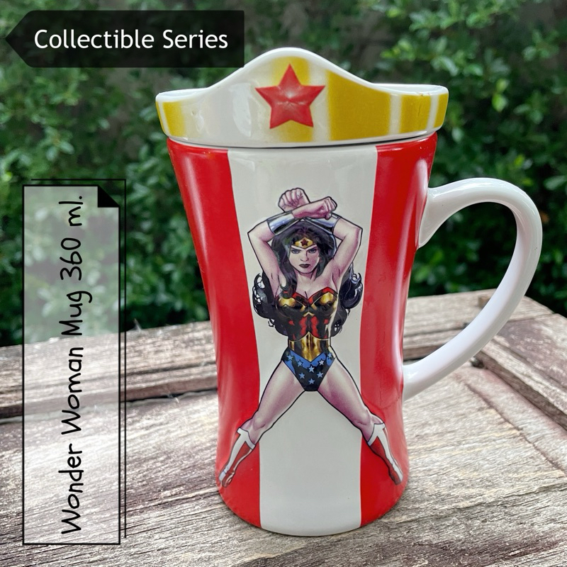 Pladao Collectible Wonder Women Ceramic แก้วกาแฟ มัค เซรามิค ลายนูน พร้อมฝาปิด จานรองแก้ว DC ...