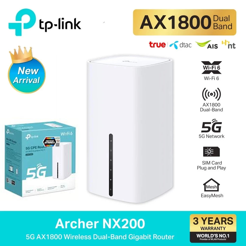 TP-Link Archer NX200 เราเตอร์ใส่ซิม 5G/LTE AX1800 Wireless Dual-Band Gigabit Router รองรับ ...