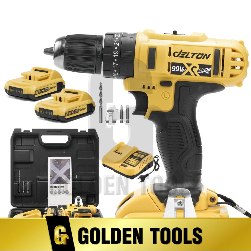DELTON สว่านไร้สาย 3 ระบบ 99V ทรงพลัง สำหรับงานหนัก พร้อมแบตเตอรี่ 2 ก้อน ดอกสว่าน แท่นชาร์จขนาด ...