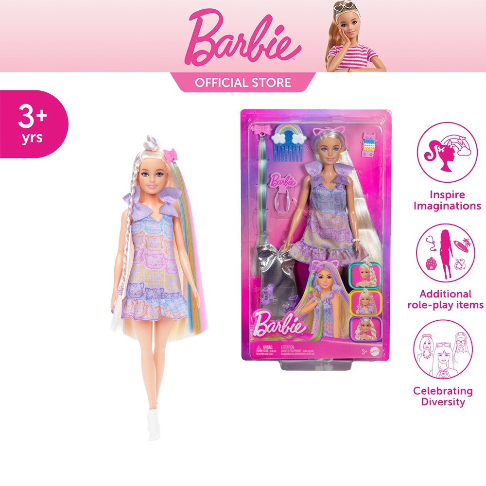 Barbie Fun & Fancy Doll & Accessories, Blonde Fashion with Extra-Long ...