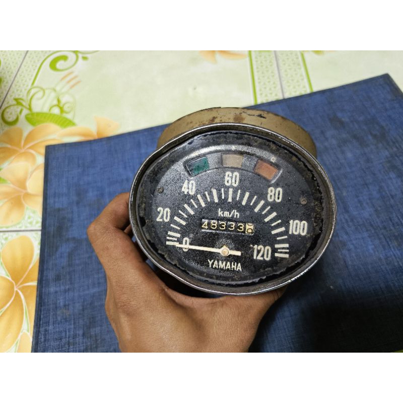 เรือนไมล์ พร้อม กระโหลกไฟหน้าเหล็ก Yamaha Yl2 แท้มือสองญี่ปุ่นหายากใช้งานได้ปกติเข็มไมล์ขึ้นลง ...