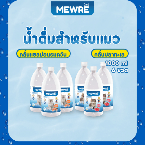 Mewre มิวเร่ •น้ำดื่มสำหรับแมว น้ำแมว คละกลิ่น 6 ขวด• ขนาด 1L. (S1000 x 3 + F1000 x 3) | Shopee ...