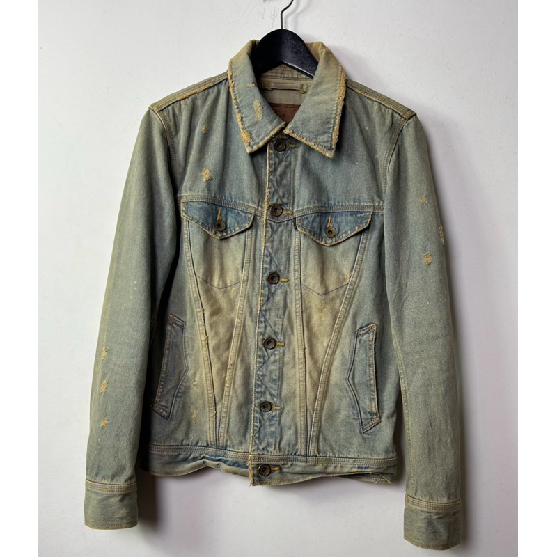 distress selvedge denim jacket genuine vintage goa | Shopee Thailand