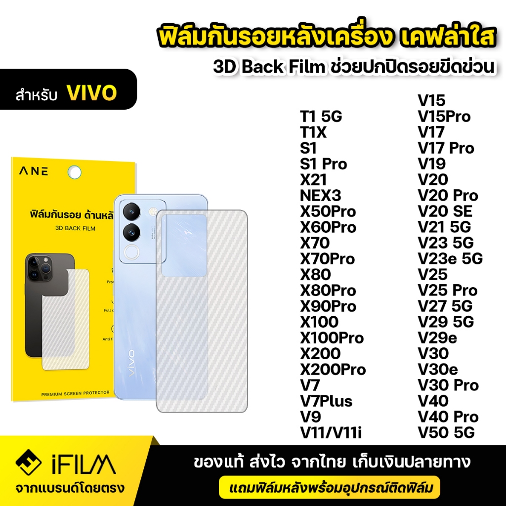 ฟิล์มหลัง กันรอย ฟิล์มเคฟล่า For VIVO X80 X100 X200 Pro V23e V25 V27 V29 V29e V30 V30e V30Pro ...