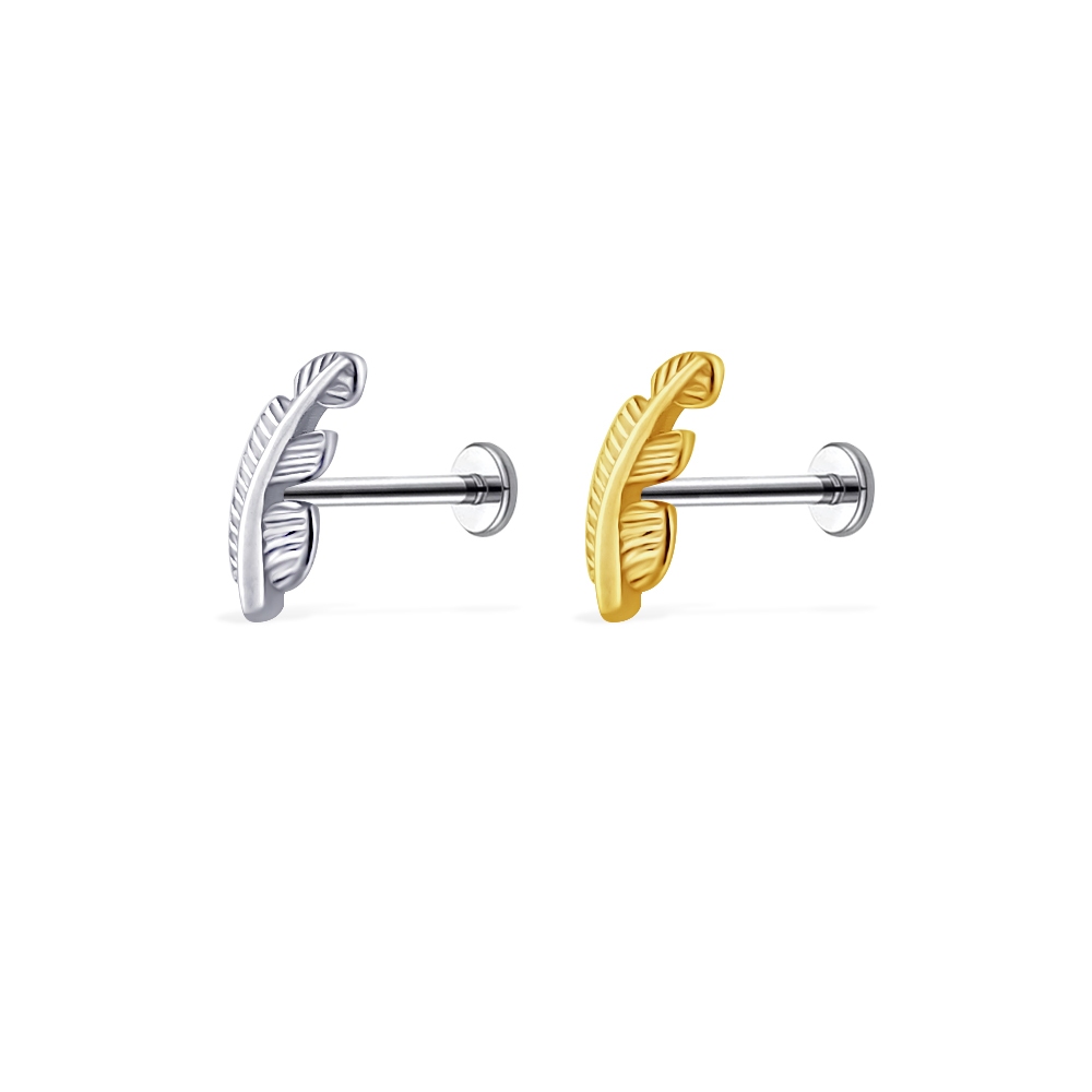 Piercingroom by Jay จิว/ต่างหูแป้นแบน สำหรับผิวแพ้ง่าย Feather Titanium ...