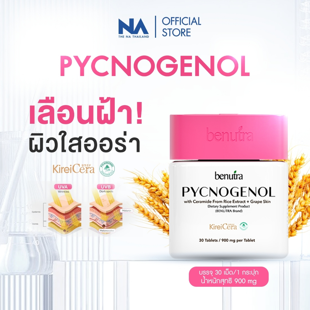 PYCNOGENOL with Ceramide + Grape Skin Benutra 1 ก. 30 เม็ด เปลือกสน ...