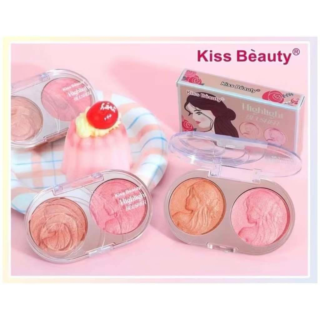 Kiss Beauty Highlight Blusher คิสบิวตี้ ไฮไลท์ บลัชเชอร์ ปัดแก้ม 2 ช่อง ...