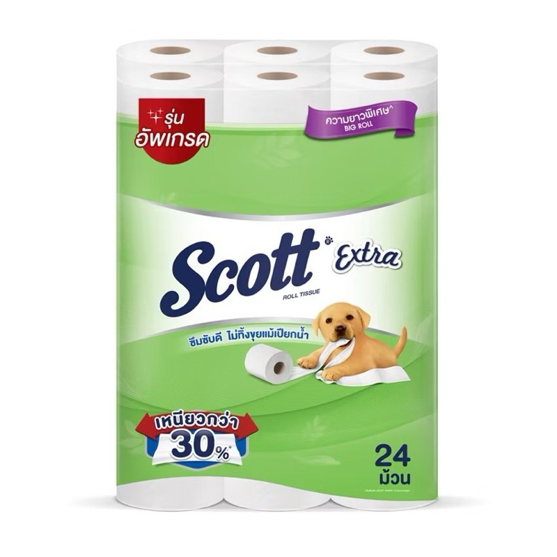 สก๊อตต์ เอ็กซ์ตร้า กระดาษชำระ ยาวพิเศษ หนา 2ชั้น ขนาด 24 ม้วน SCOTT EXTRA Big Roll Toilet Tissue ...