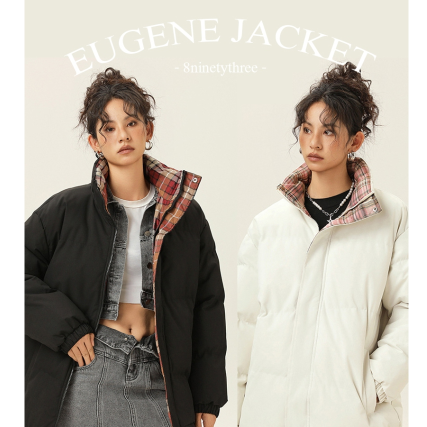 พร้อมส่ง Eugene Jacket C14 เสื้อกันหนาว ทรง Oversize ขอบลายสก็อต ใส่ได้ ...