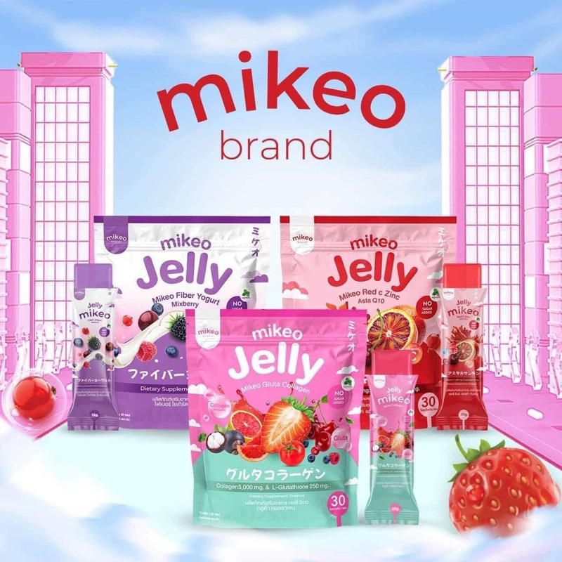 Mikeo jelly มิเกลเจลลี่ 3 รสชาติ 1 ห่อใหญ่มี30 ซอง ขนาดซองละ 15 กรัม ...