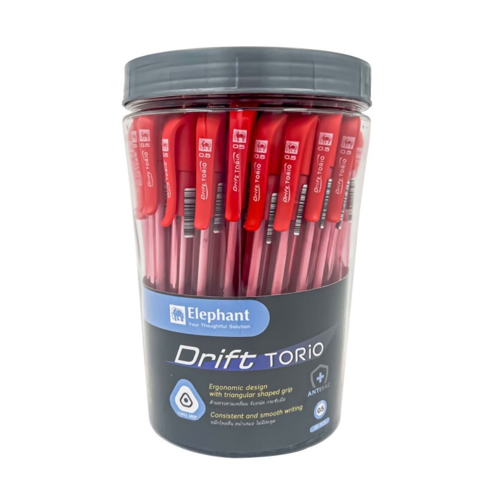 ปากกาลูกลื่น ตราช้าง Drift Torio หัวปากกา 0.5 มม. หมึกสีแดง | Shopee ...