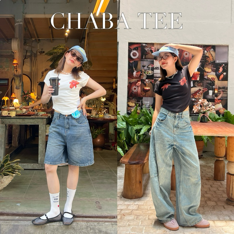 BABY TEE CHABA ครอปแขนล้ำเว้าเอว ทรงสวย | Shopee Thailand
