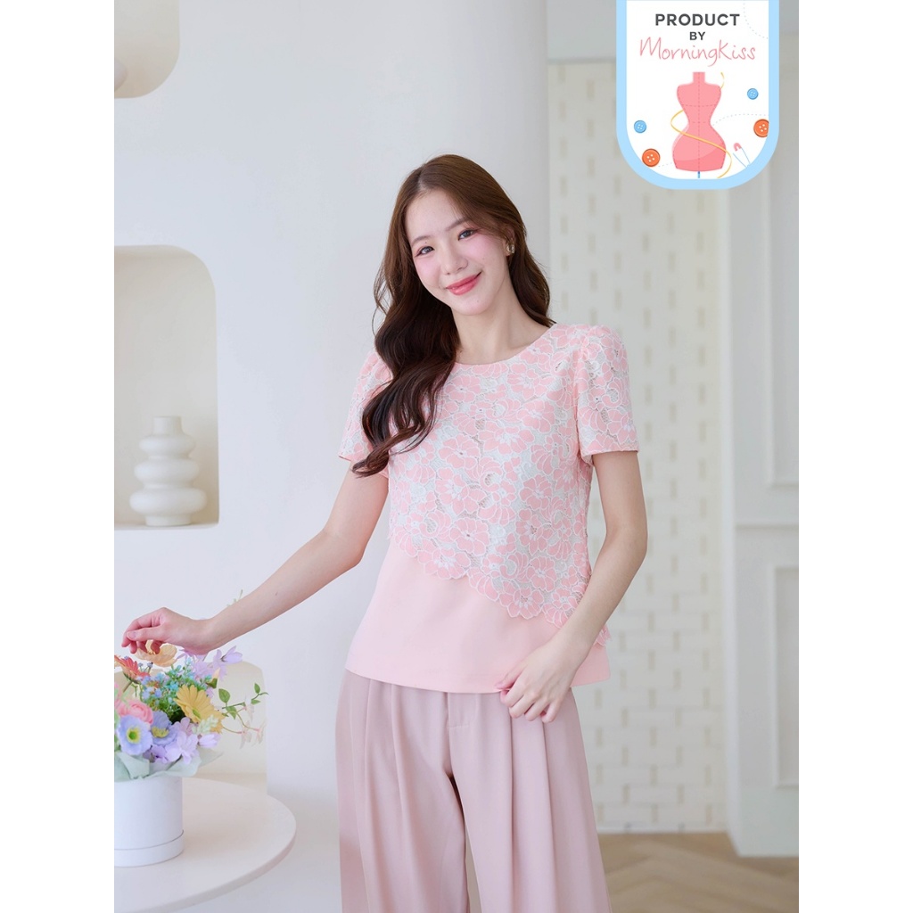 01-343 เสื้อแขนสั้นผ้าลูกไม้ฉลุลาย Miracle Orose Blouse - 7 ไซส์ | Shopee Thailand