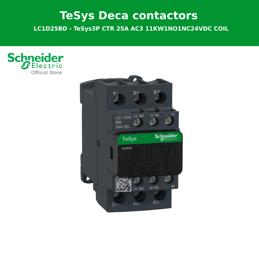Schneider Electric Contactor, รุ่น Tesys Deca, 3P(3 NO), AC-3/AC-3e, 0 ...