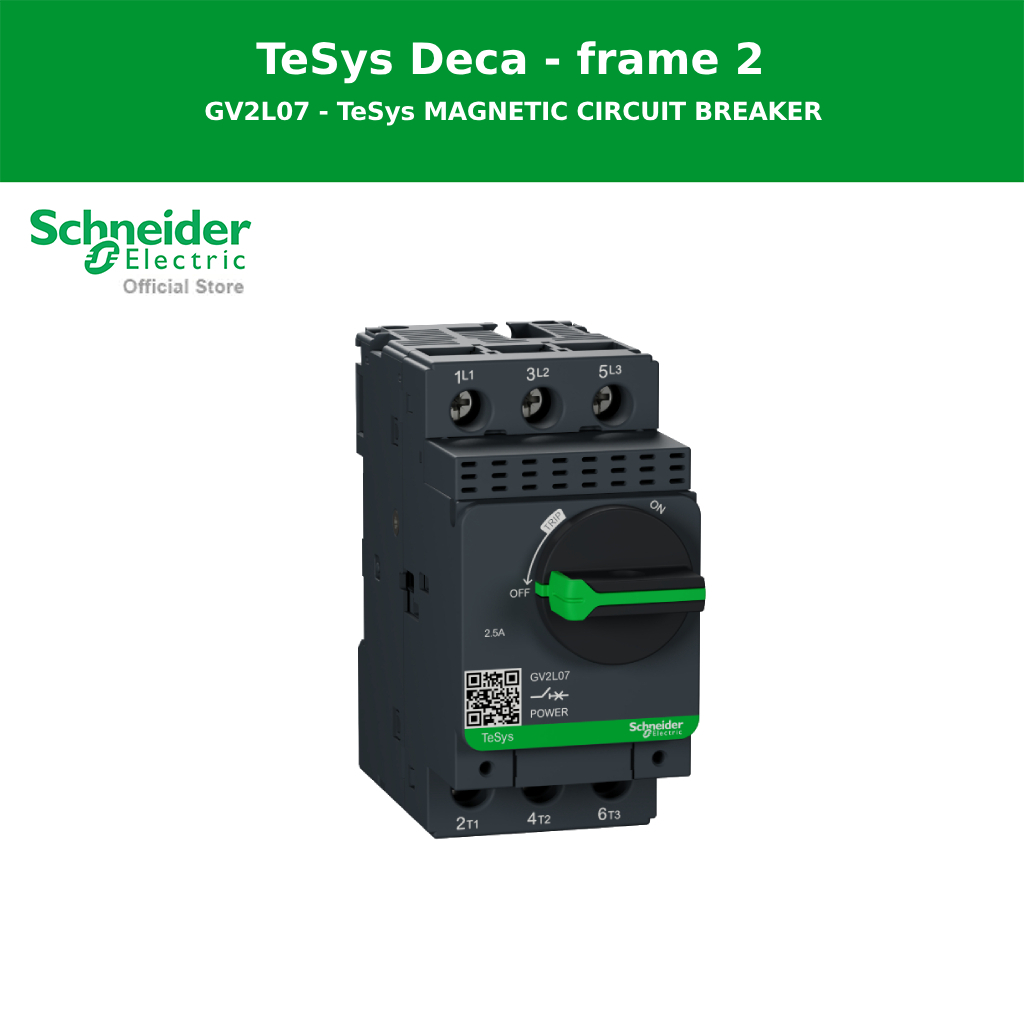Schneider Electric Motor circuit breaker Tesys Deca frame2,3P,2.5A ...