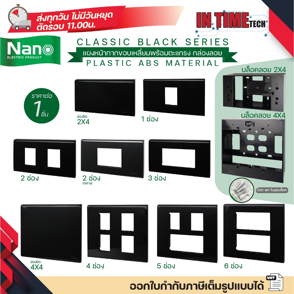nano แผงหน้ากาก ตะแกรง พลาสติก สีดำ สำหรับ ปลั๊ก สวิตช์ ไฟฟ้า บล็อค 2x4 4x4 classic 400 series ...