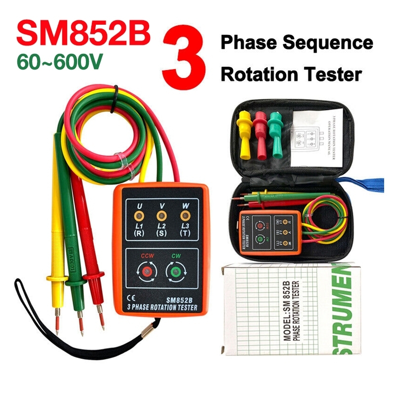 มิเตอร์วัดเฟสไฟฟ้า เครื่องวัดเฟสไฟฟ้า 3เฟส แสดงผลด้วยไฟ LED รุ่น SM852B ...