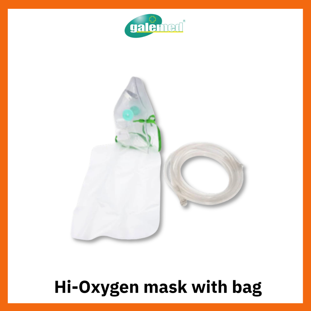 Galemed Hi-Oxygen mask with bag หน้ากากให้ออกซิเจน แบบมีถุงสำรอง สำหรับ ...