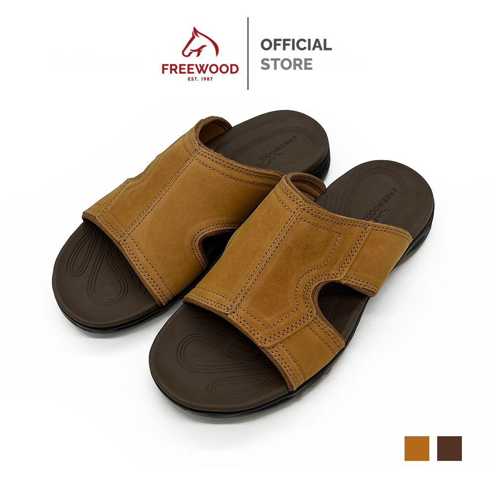 FREEWOOD SANDALS รองเท้าแตะแบบสวม รุ่น 24-129 สีน้ำตาลเข้ม / สีคาเมล ...