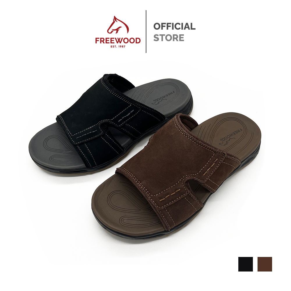 FREEWOOD SANDALS รองเท้าแตะแบบสวม รุ่น 24-130 สีดำ / สีน้ำตาลเข้ม ...