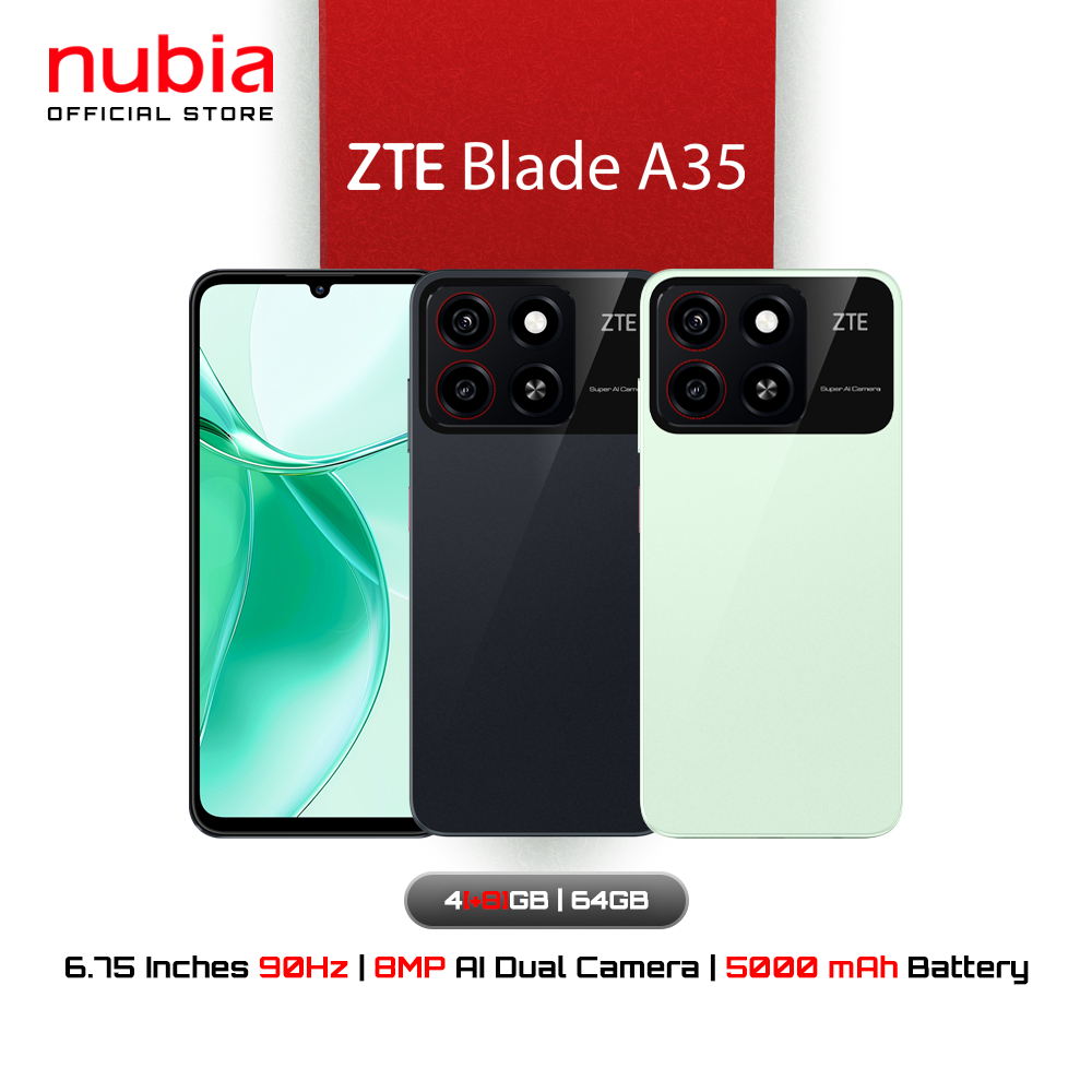 ZTE Blade A35 (4+64GB) - หน้าจอ 6.75" แบตเตอรี่5000mAh Live island รับ ...