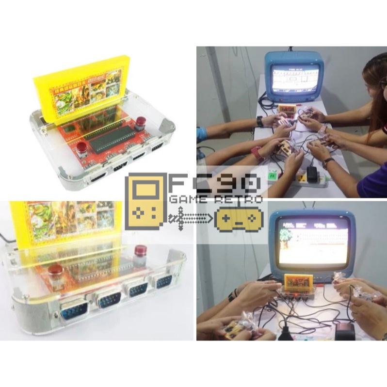 เครื่องเกมฟามิคอม [FC] รุ่นโปร่งใส มีช่องเสียบจอย4อัน เล่นพร้อมกัน4คนได้ ต่อทีวีแบบAV 4Player ...