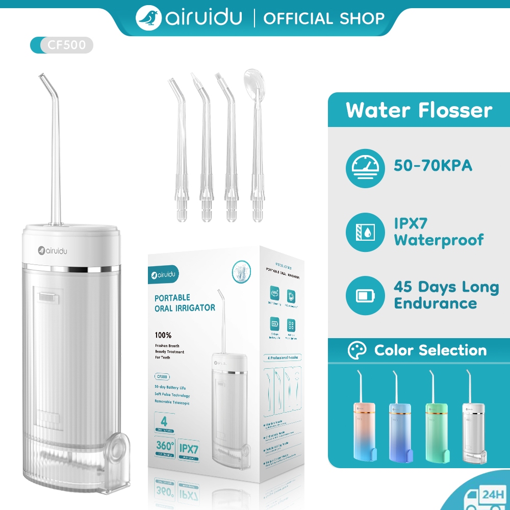 Airuidu CF500 Water Flosser 160ml ไหมขัดฟันพลังน้ำ (4 โหมด+4 หัวฉีด ...