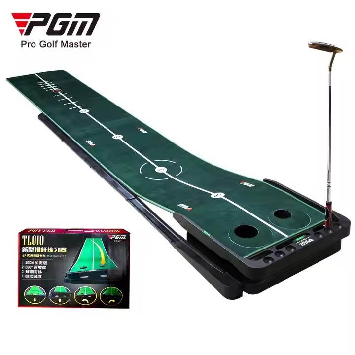 PGM TL010 GOLF PUTTING TRAINER 360 ํ พรมฝึกซ้อมพัตต์ พรมกำมะหยี่ มีจุดเล็งไลน์ ปรับได้ 360 องศา ...