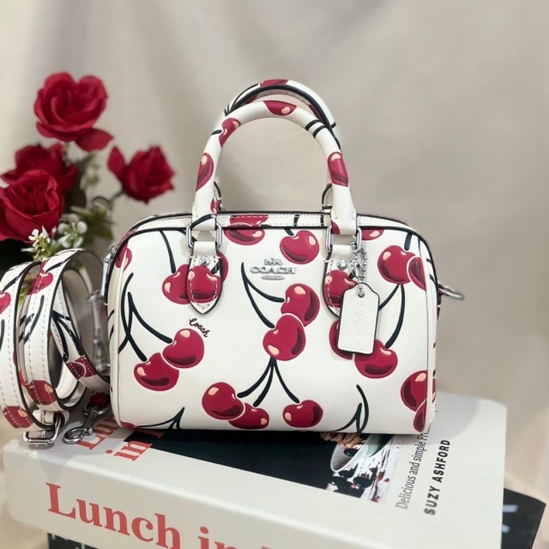 หมอนมินิ Silver/Chalk Multi Mini Rowan Crossbody Bag With Cherry Print ...