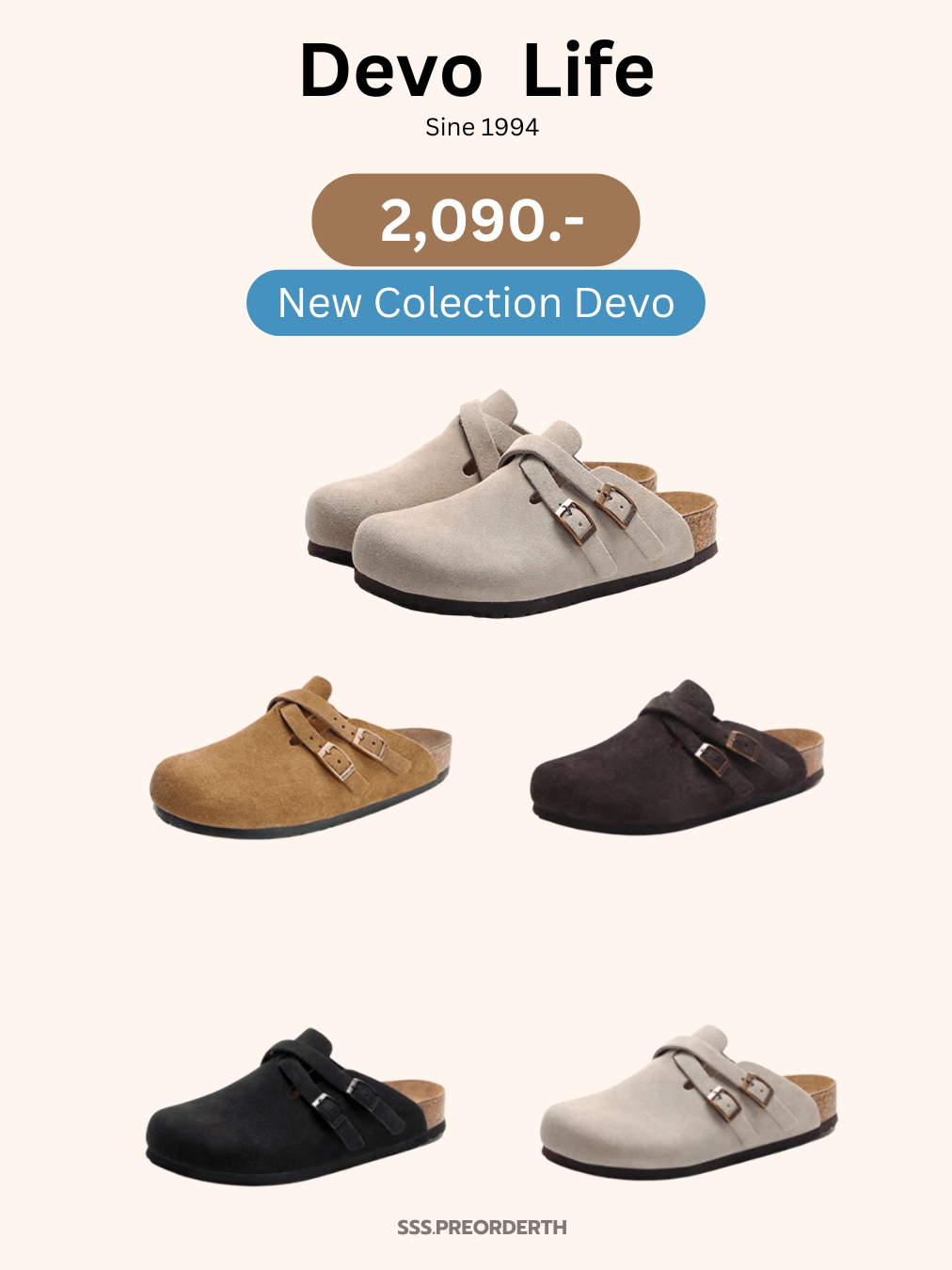 Devo Life Cork Slippers Retro ของแท้จากแบรนด์ | Shopee Thailand