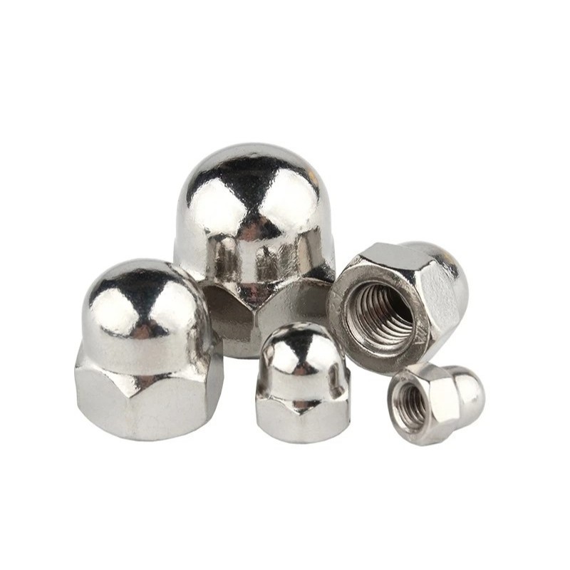 ชุด 100 ตัว หัวน็อต หมวก สแตนเลส 304 เกลียวมิล ตัวเมีย M3 M4 M5 M6 M8 M10 M12 DIN1587 Hexagon ...