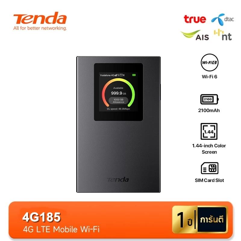 ⚡️พอกเก็ตไวไฟ⚡TENDA (4G185 V4.0) 4G LTE Pocket Mobile Wi-Fi Router พกพาไปได้ทุกที่ ใส่ซิมแล้ว ...