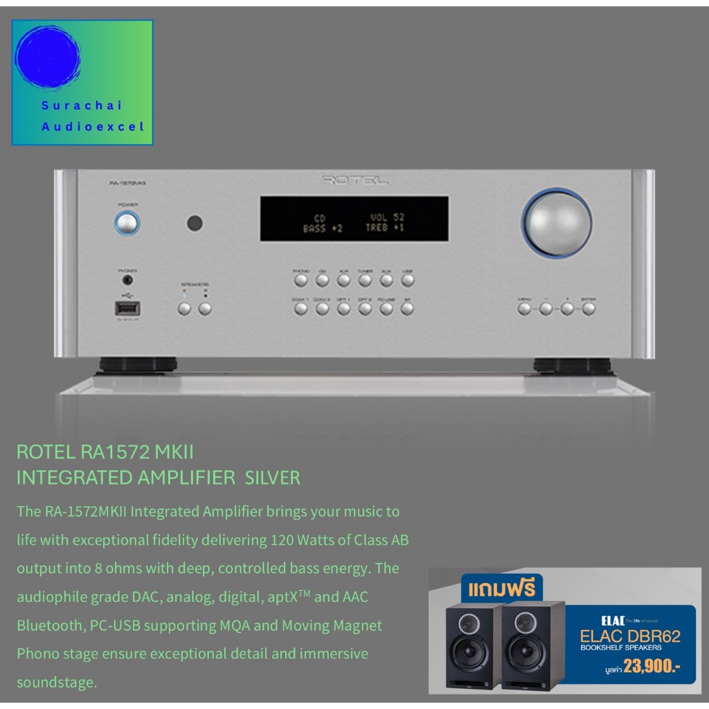 ROTEL : RA-1572 MK II (SILVER) Integrated Amp | Shopee Thailand