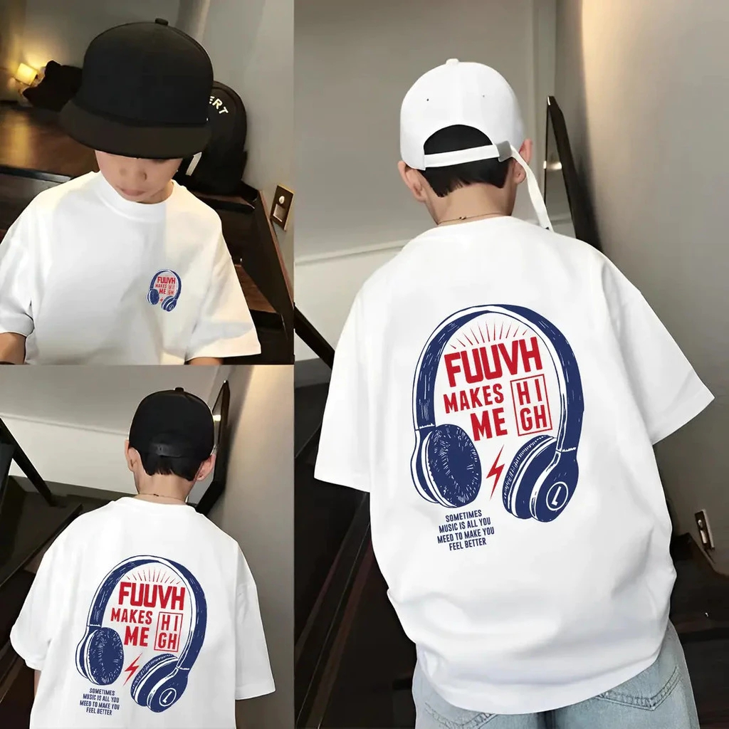 Yout-children เสื้อยืด kids แขนสั้น'FUUVH Headphones'tshirt cotton100 ...