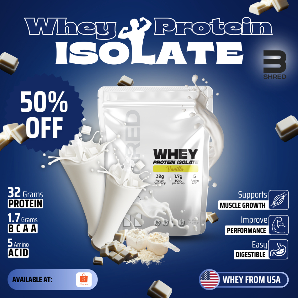 Bshred Whey Protein Isolate เวย์โปรตีนไอโซเลท ไม่มีน้ำตาล ไร้กลูเตน ไร้ ...