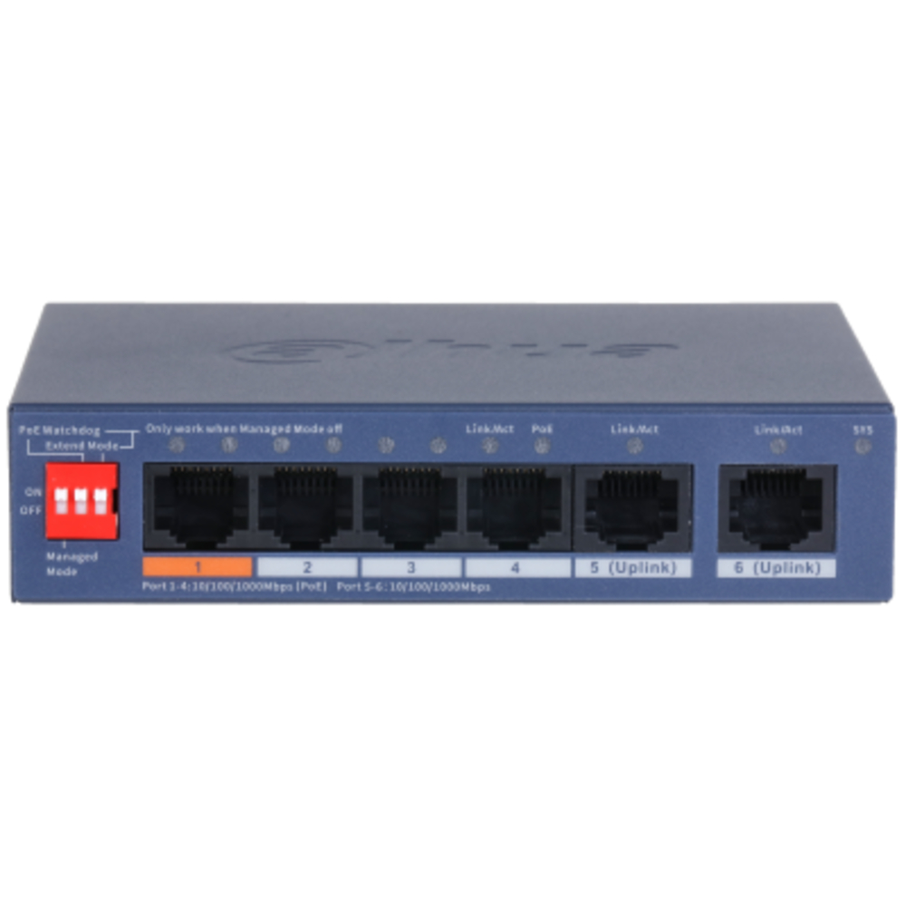 DAHUA (CS4006-4GT-60) 6-Port Cloud Managed Desktop Gigabit Switch with ...