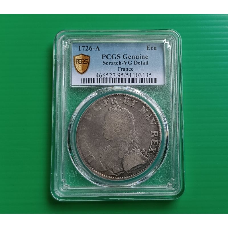 เหรียญเกรด PCGS Genuine VG Details - France 1726 Large Silver Coin 1 ...