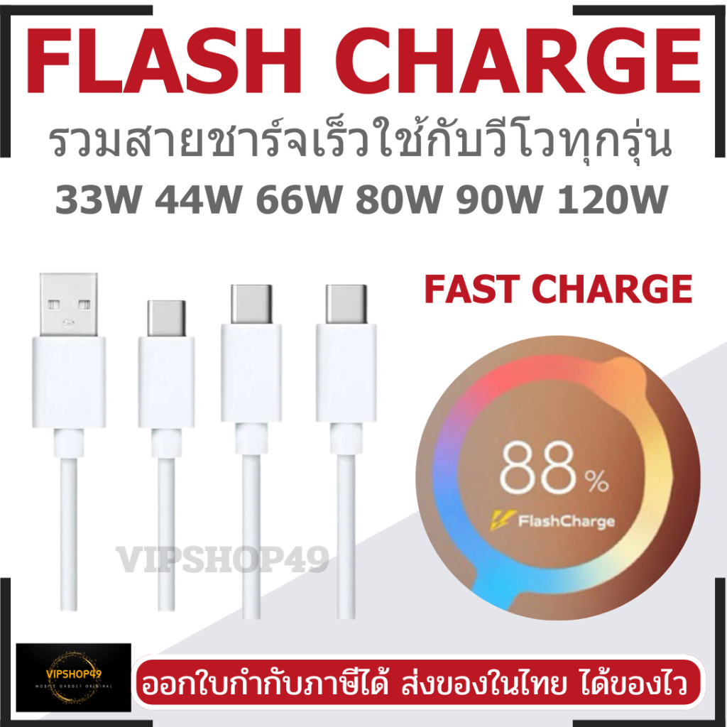 ⚡Buy 2 ลด 10% FOR VIVO Flash Charge 33W 44W 66W 80W 120W USB TYPE C ...