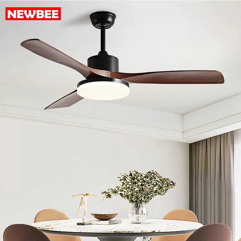 NEOBEE พัดลมเพดานพร้อมโคมไฟ 3ใบพัด ไฟสไตล์ย้อนยุค ห้องนั่งเล่น ...