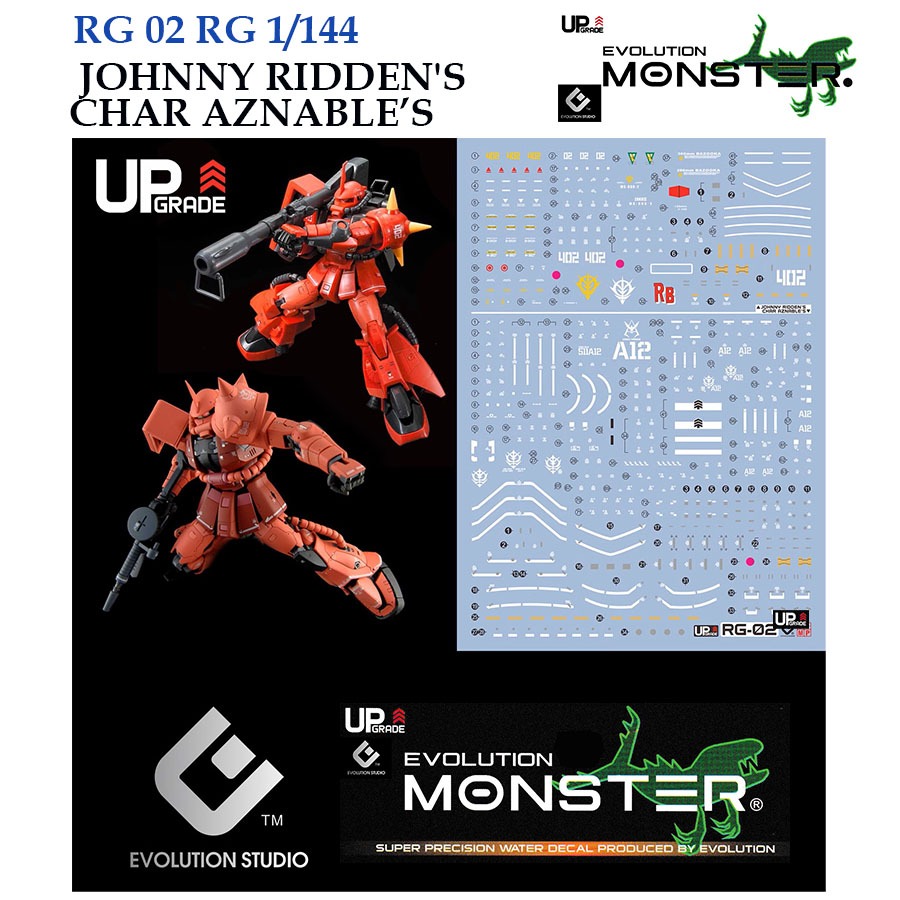 ดีคอลน้ำ [MONSTER EVO] RG02 / ER026 RG 1/144 ZAKU CHAR'S / JOHNNY ...