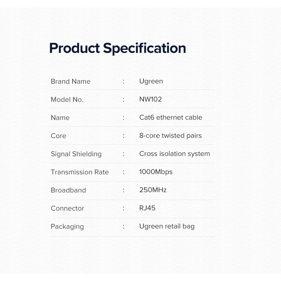 UGREEN รุ่น NW102 สายแลน Cat6 Ethernet Cable Gigabit RJ45 Network Wired ...