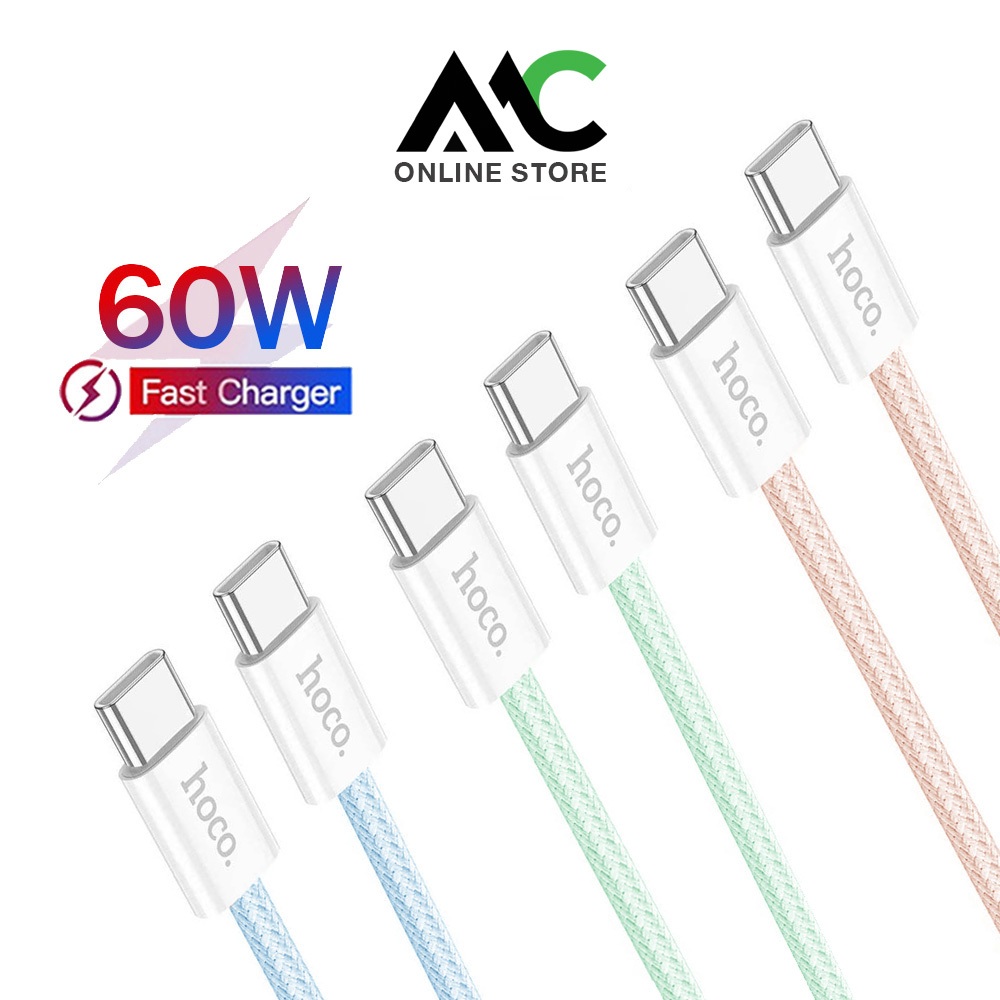 Hoco X104 สายชาร์จเร็ว สีพาสเทล Type-C to Type-C PD 60W 3A ความยาว 1-2 ...