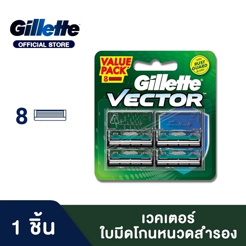 ยิลเลตต์ เวคเตอร์ ใบมีดโกน แพ็ค 8 ชิ้น Gillette Vector Blade 8 ...