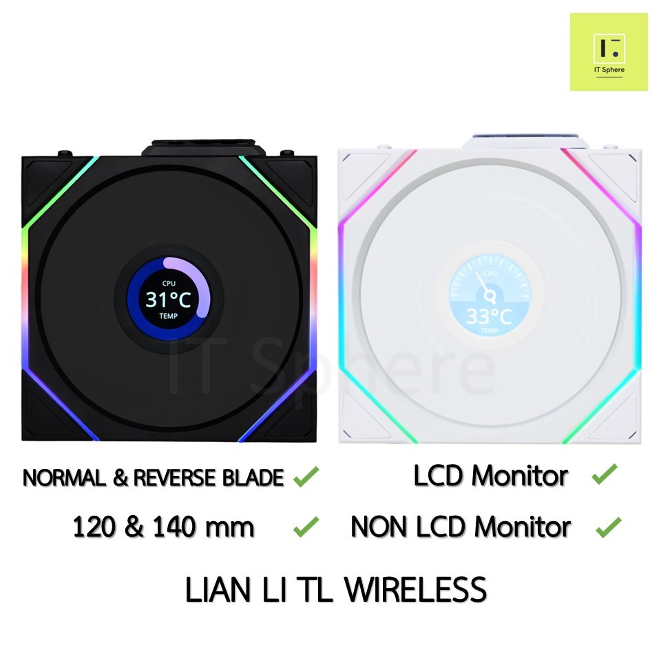 [ดูดเข้า / เป่าออก] TL WIRELESS LCD Fancase Lian Li rgb Fan case 120mm ...