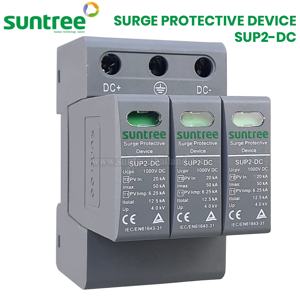 Suntree SUP2-DC T1+T2 3P 1000VDC 20-50KA Surge Protection Device SPD Class 1+2 SPD สีเทา กัน ...