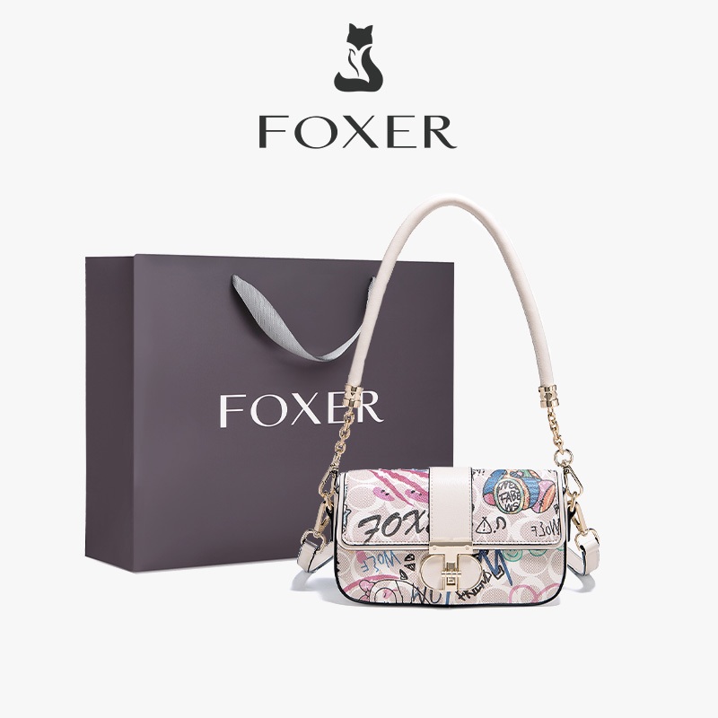 FOXER กระเป๋าไหล่ของผู้หญิง พิมพ์กราฟฟิตีแฟชั่น กระเป๋าผู้หญิง ของขวัญ ...