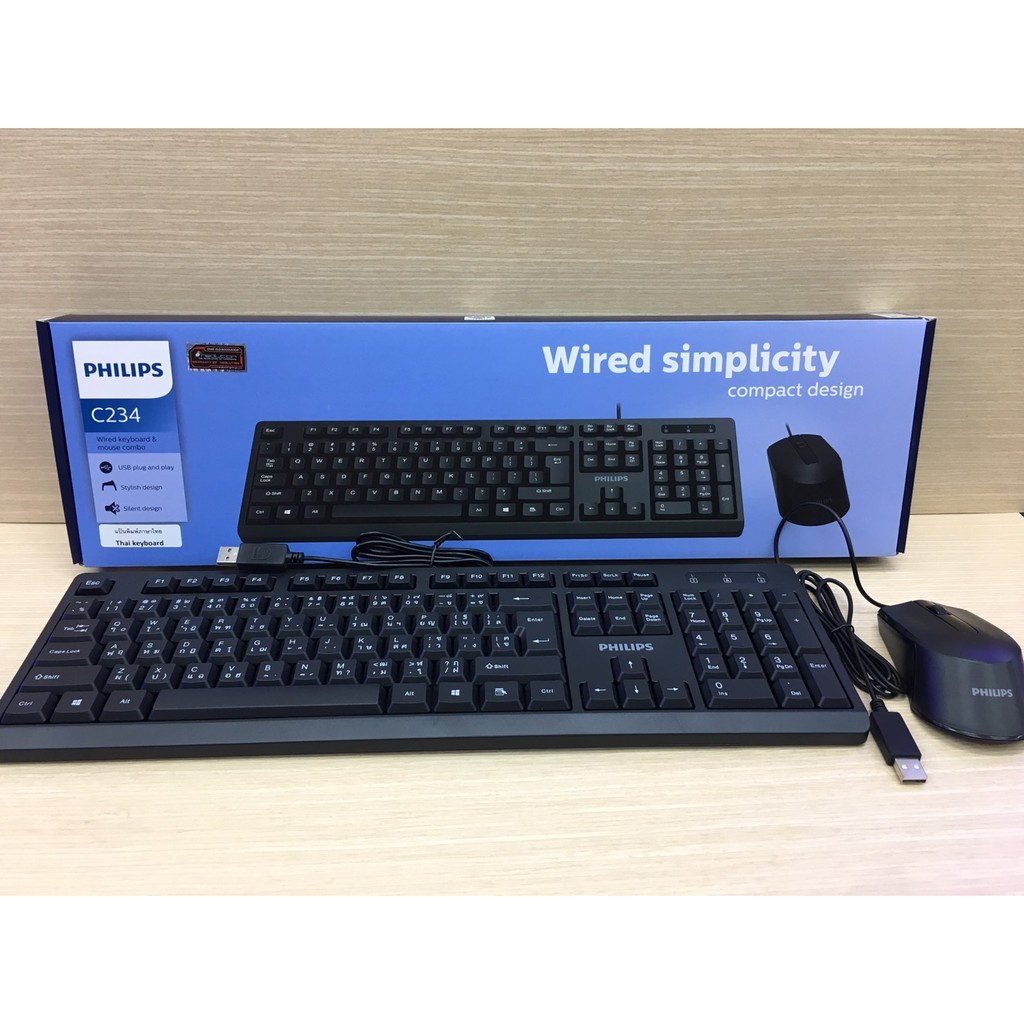 Philips SPT C234 คีย์บอร์ด เมาส์ keyboard and mouse | Shopee Thailand