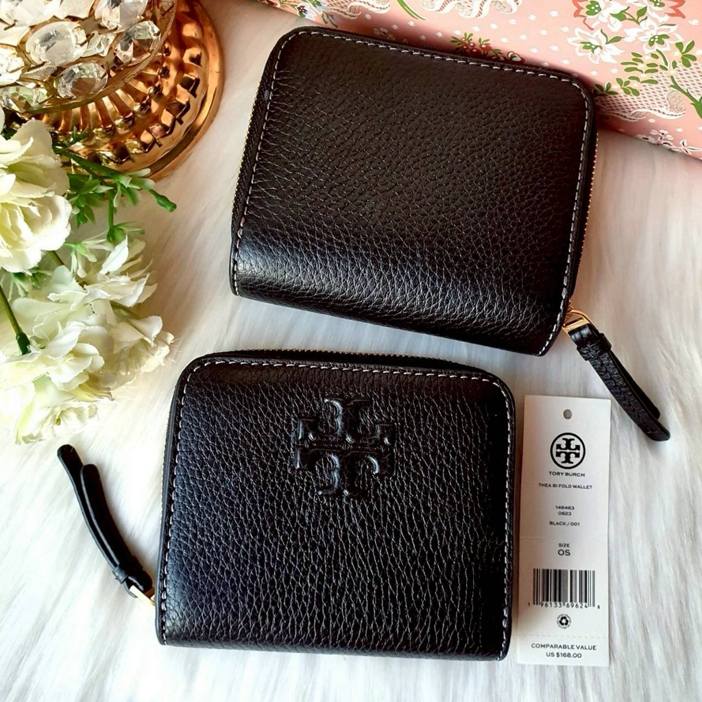 แท้💯 พร้อมส่ง💚 🌟146463 Tory Burch Thea Bi Fold Wallet🌟กระเป๋าสตางค์ใบ ...