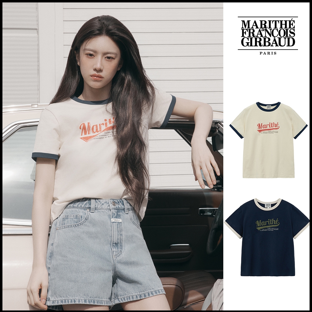 【สินค้าสปอต】Marithe VINTAGE BASEBALL RINGER TEE กราฟิกอารมณ์เบสบอลเบส ...