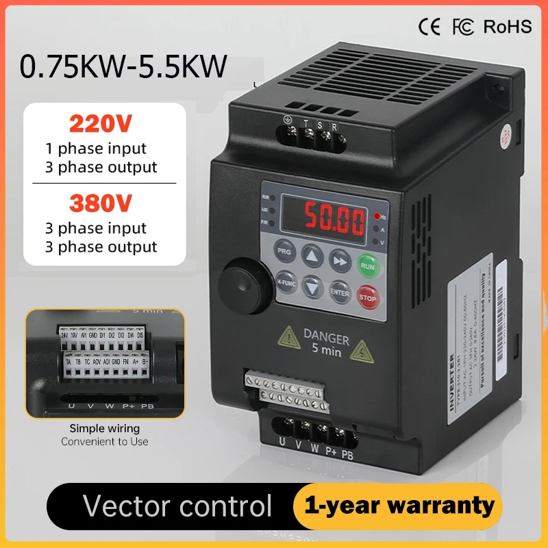 220V TO 220V Economical VFD Variable Frequency Drive Converter Inverter 0.75KW/1.5KW/2.2KW 1HP ...